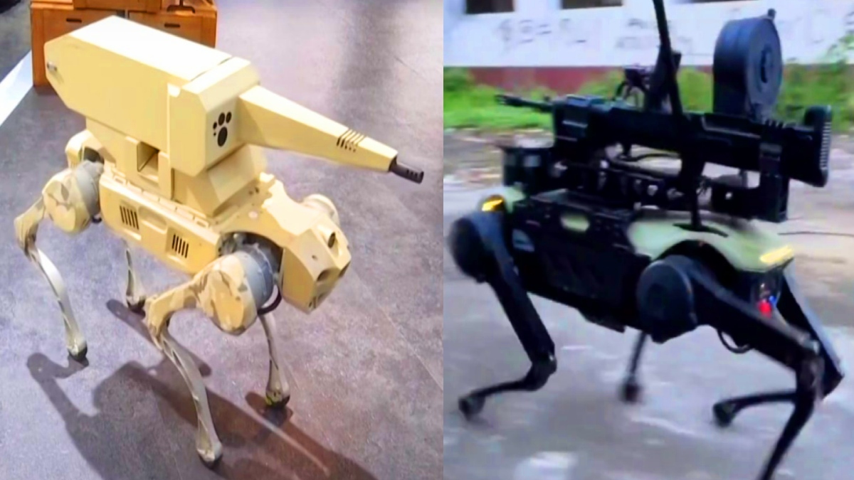 வார் டாக்ஸ்: குறிவைத்து சுடும் ரோபோ நாய்கள் | China robot war dog with ...